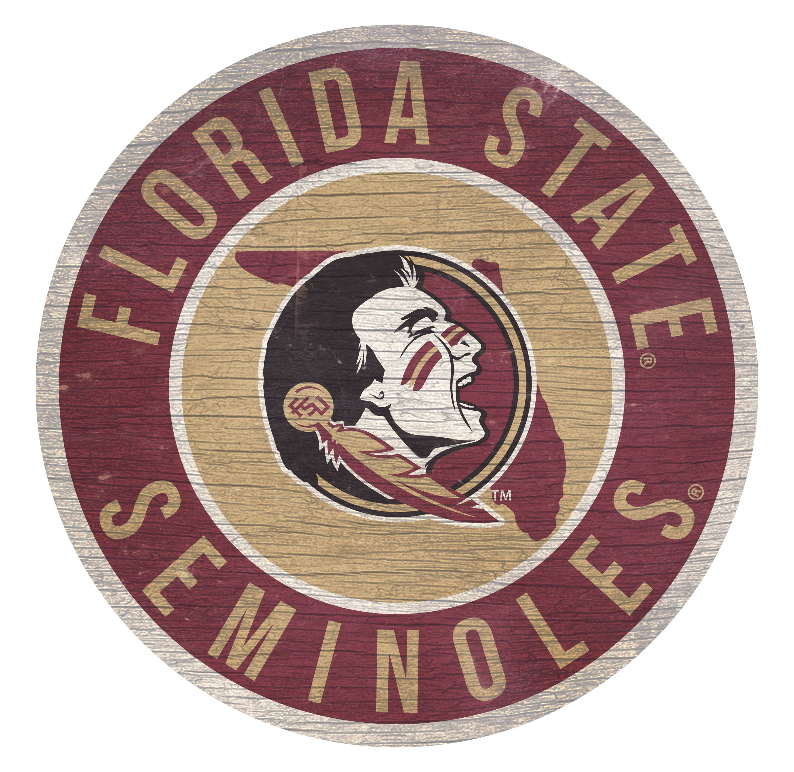 Florida State Seminoles Sign Wood 12 Inch Round State Design - Sports ...
