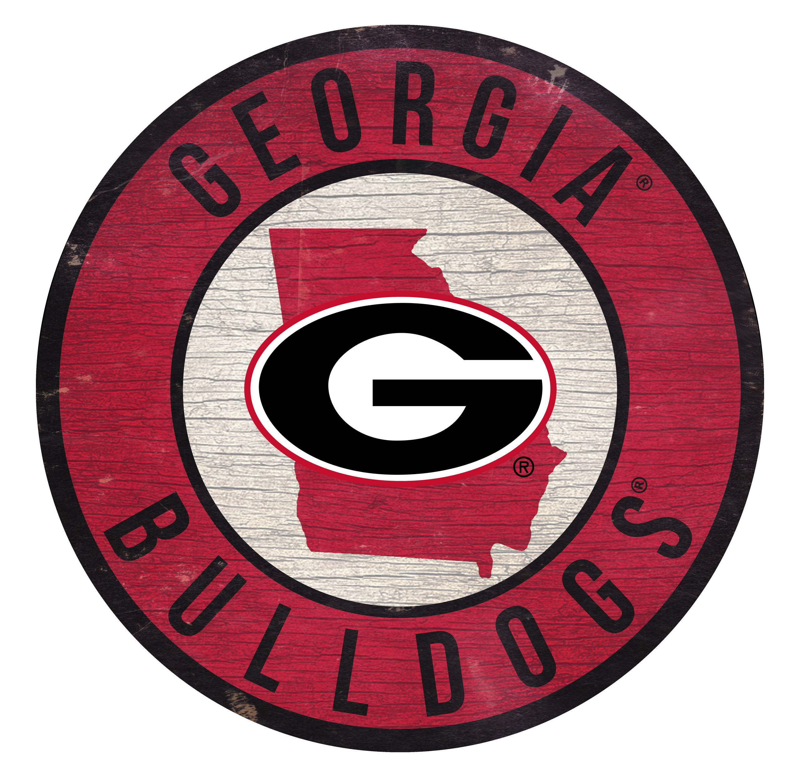 Georgia Bulldogs Sign Wood 12 Inch Round State Design - Sports Fan Shop