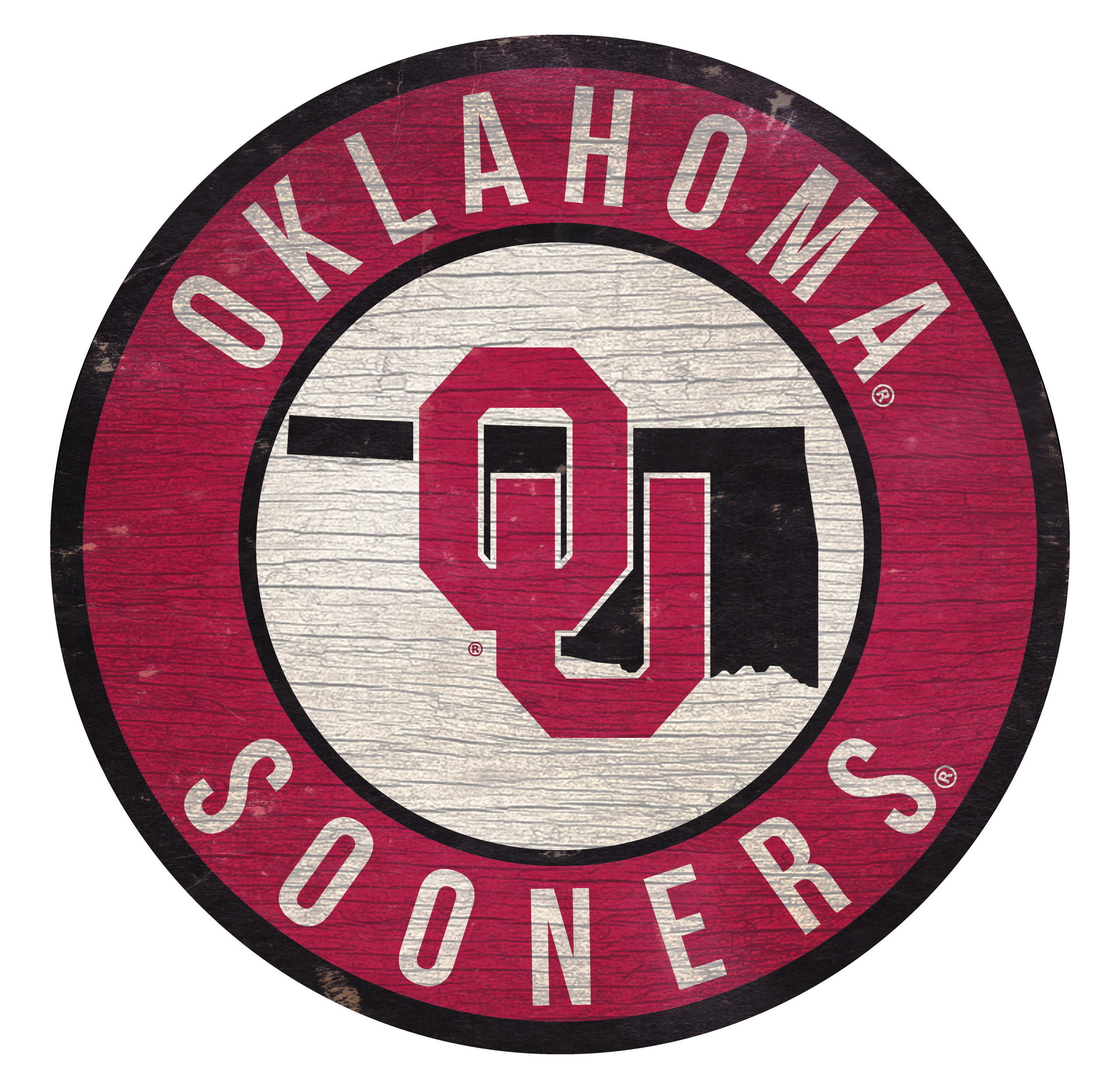 Oklahoma Sooners Sign Wood 12 Inch Round State Design - Sports Fan Shop