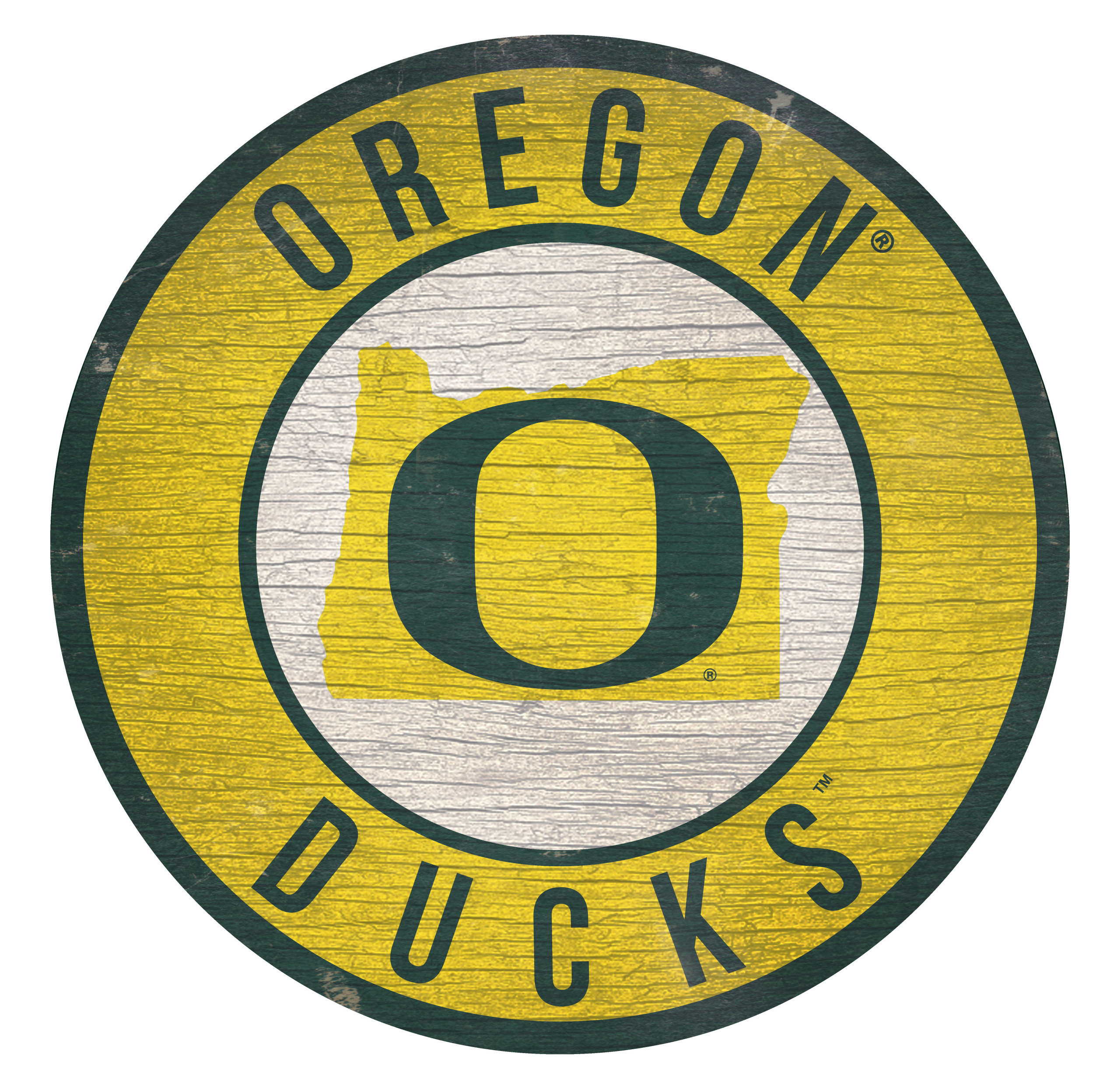 Oregon Ducks Sign Wood 12 Inch Round State Design - Sports Fan Shop