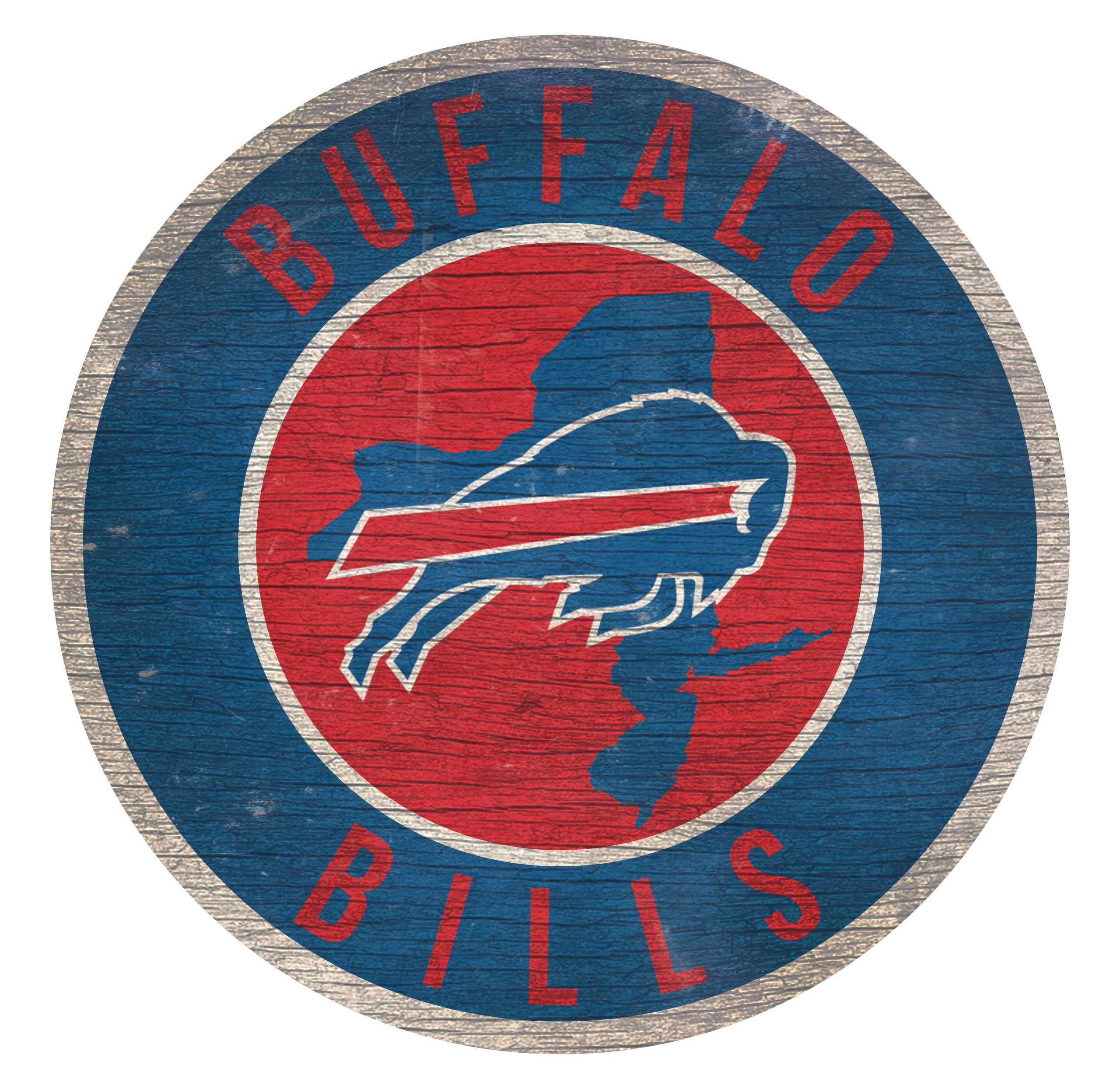 Buffalo Bills Sign Wood 12 Inch Round State Design - Sports Fan Shop