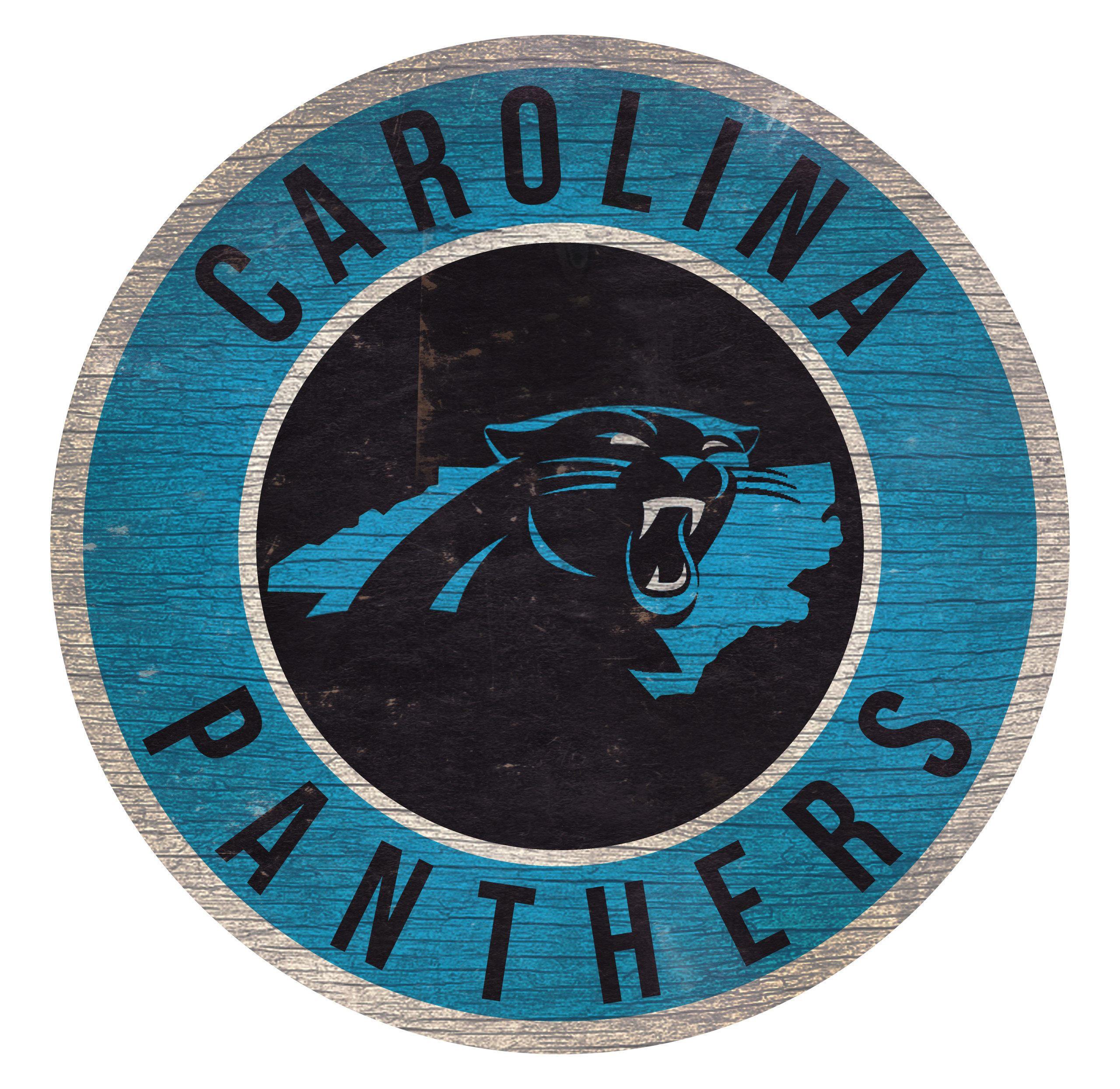 Carolina Panthers Sign Wood 12 Inch Round State Design - Sports Fan Shop