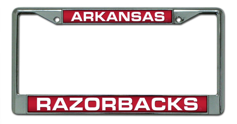 Arkansas Razorbacks License Plate Frame Chrome EZ View - Sports Fan Shop