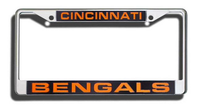 Cincinnati Bengals License Plate Frame Laser Cut Chrome - Sports Fan Shop