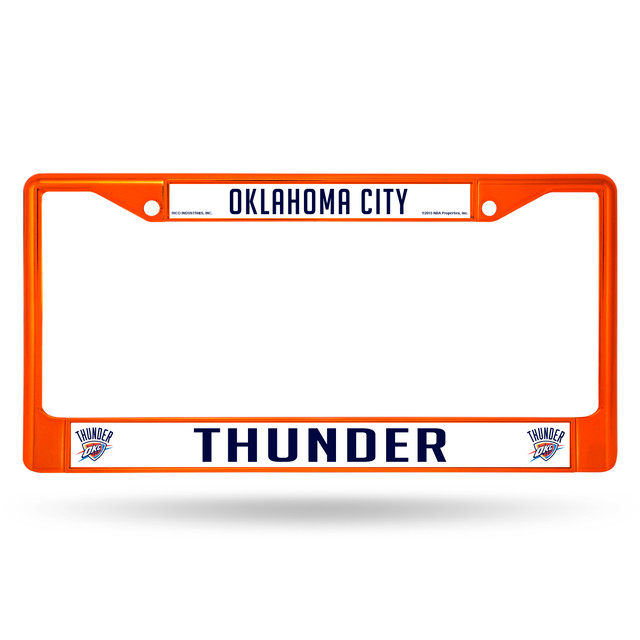 Oklahoma City Thunder License Plate Frame Metal Orange - Sports Fan Shop