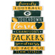 Green Bay Packers Sign 11x17 Wood Family Word Design - Sports Fan Shop