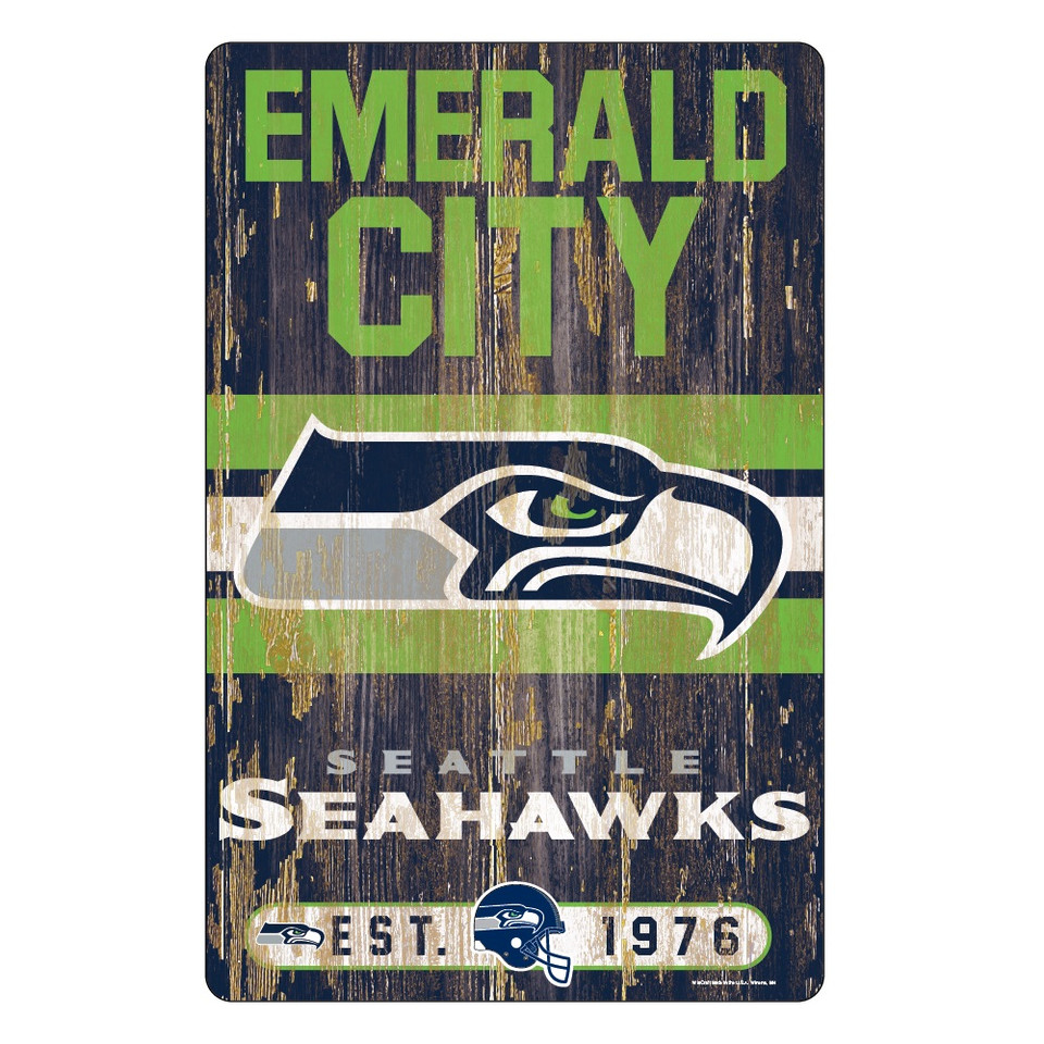 Seattle Seahawks Sign 11x17 Wood Slogan Design - Sports Fan Shop