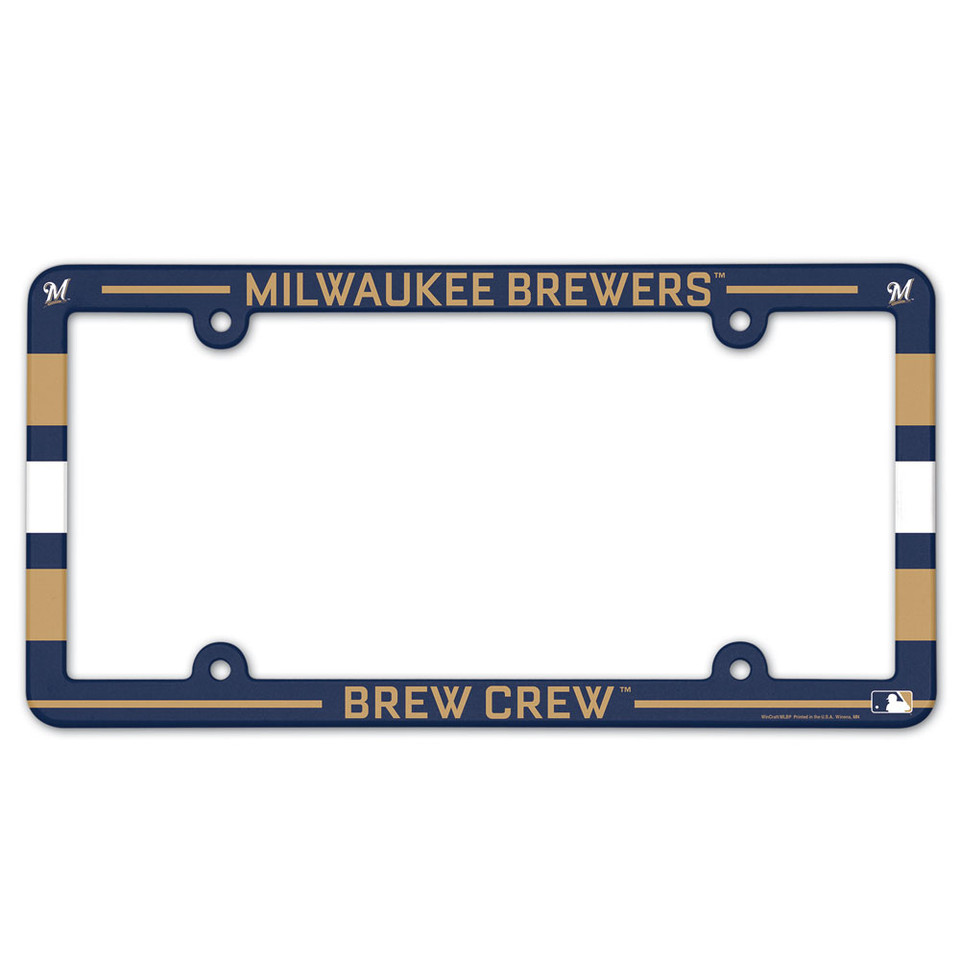 Milwaukee Brewers License Plate Frame Metal Navy - Sports Fan Shop