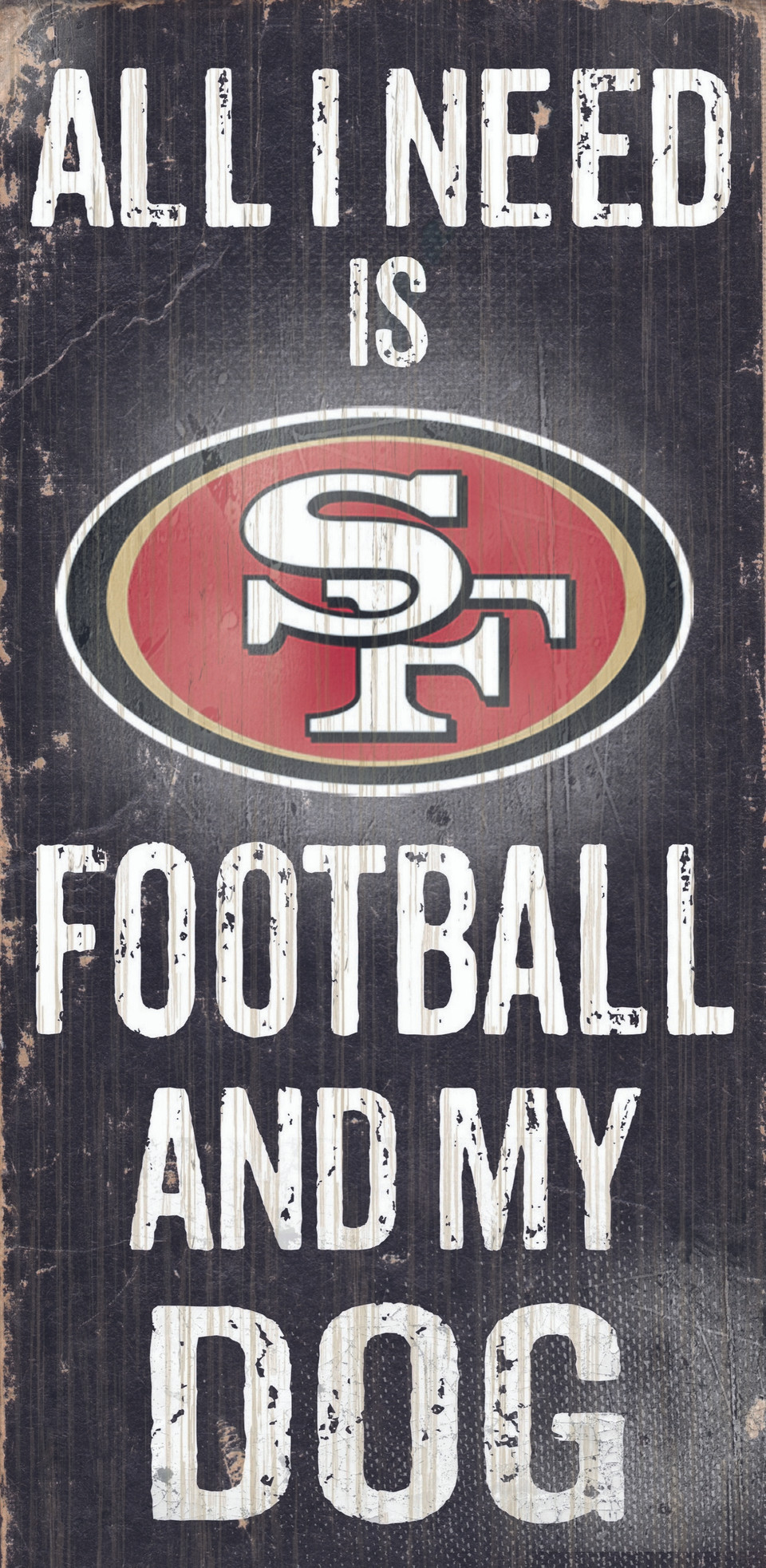 San Francisco 49ers Wood Sign - Football and Dog 6"x12" - Sports Fan Shop