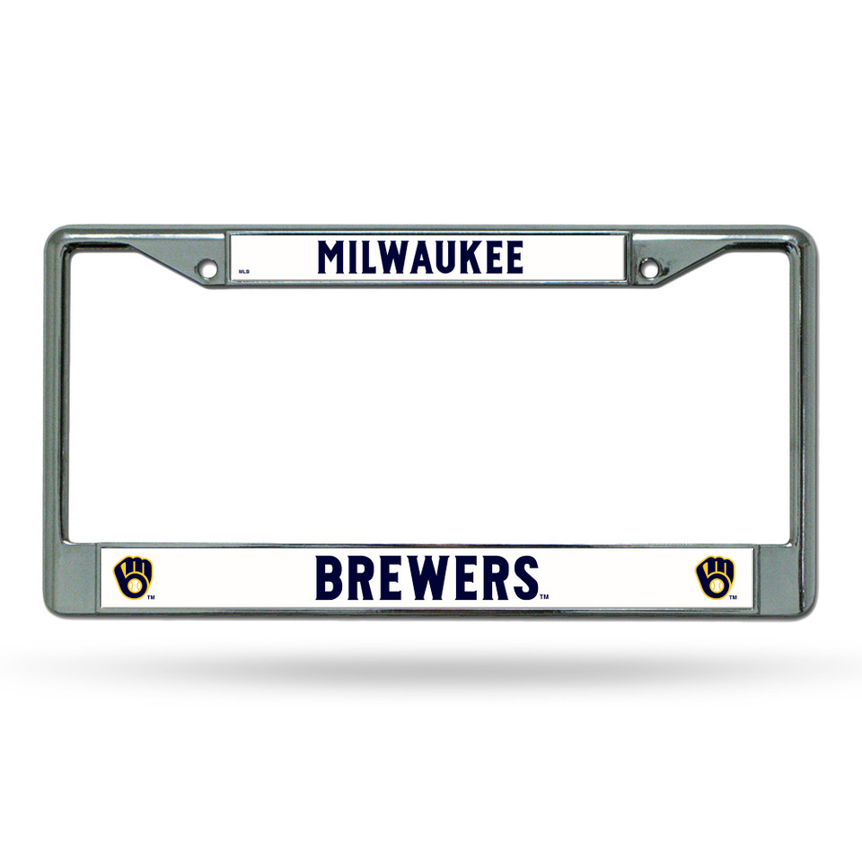 Milwaukee Brewers License Plate Frame Metal Navy - Sports Fan Shop