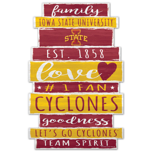 Iowa State Cyclones Sign 11x17 Wood Family Word - Sports Fan Shop
