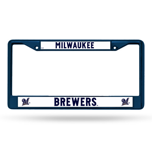 Milwaukee Brewers License Plate Frame Metal Navy - Sports Fan Shop