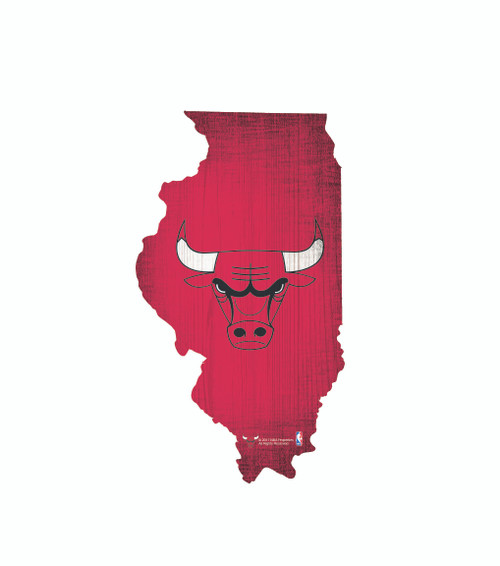 Chicago Bulls Sign Wood 12 Inch Team Color State Shape Design - Sports ...