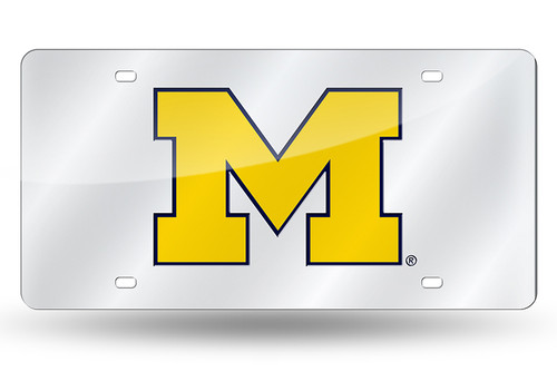 Michigan Wolverines License Plate Laser Cut Silver - Sports Fan Shop