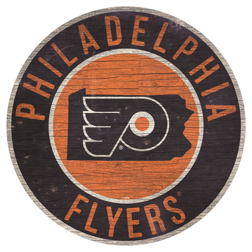Philadelphia Flyers Sign Wood 12 Inch Round State Design - Sports Fan Shop