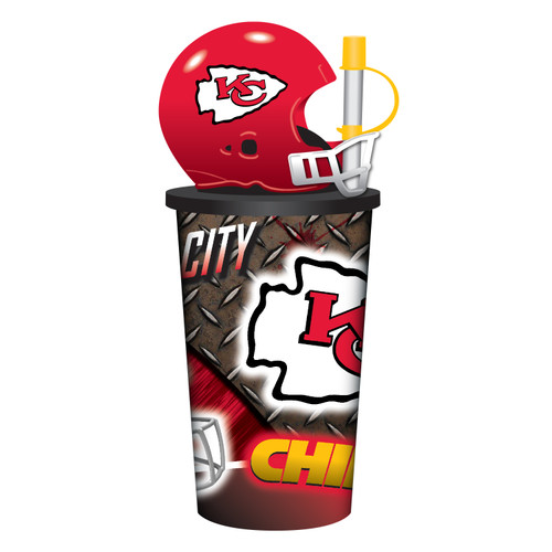 Kansas City Chiefs Helmet Cup 32oz Plastic with Straw - Sports Fan Shop