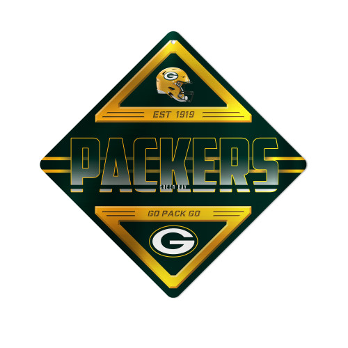 Green Bay Packers Sign Metal Diamond Shape - Sports Fan Shop