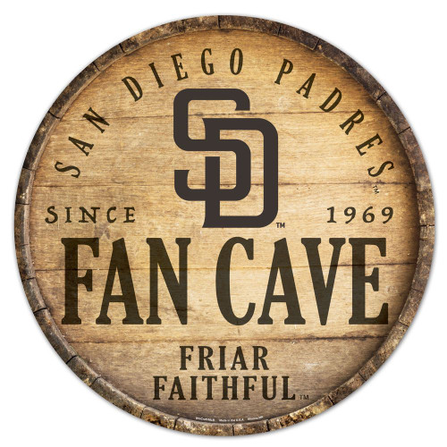 San Diego Padres Sign Wood 14 Inch Round Barrel Top Design - Sports Fan ...