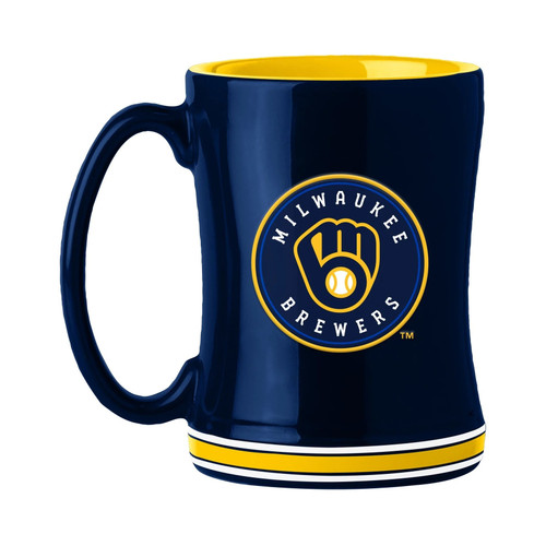 Milwaukee Brewers Coffee Mug 14oz Sculpted Relief Team Color - Sports ...