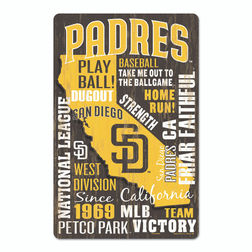 San Diego Padres Sign 11x17 Wood Wordage - Sports Fan Shop