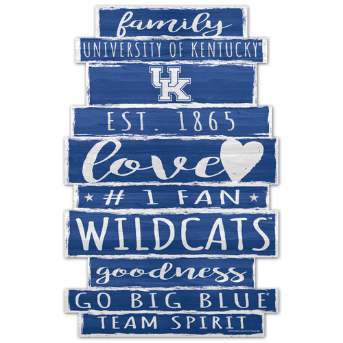 Kentucky Wildcats Sign 11x17 Wood Family Word Design - Sports Fan Shop