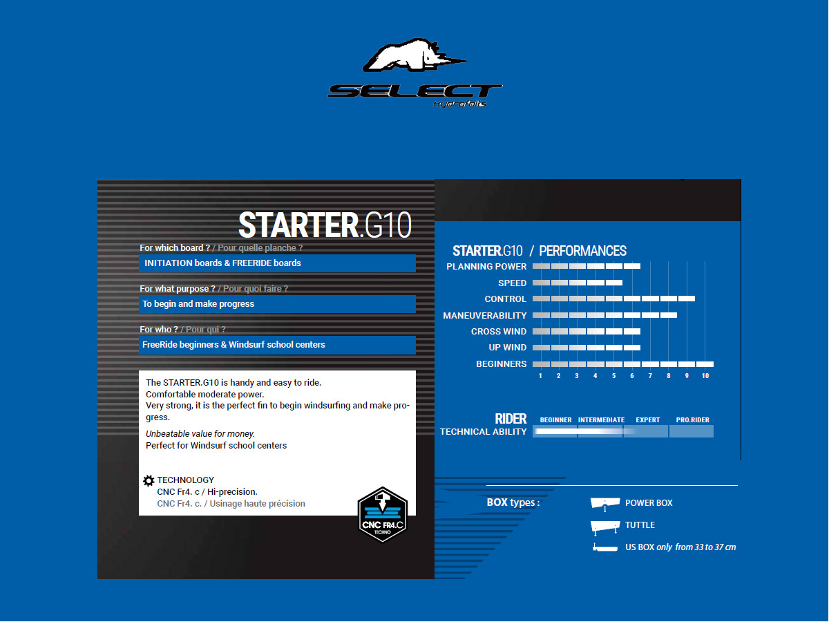 Select Starter Power Box G10 Windsurfing Fin
