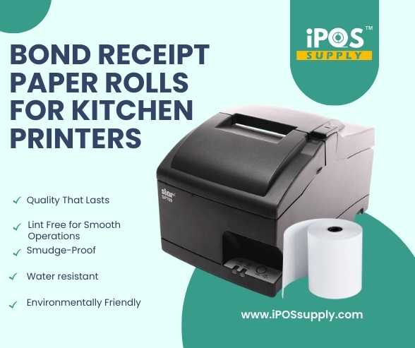 Bond Receipt Paper Rolls for Kitchen Printers - iPOS Supply