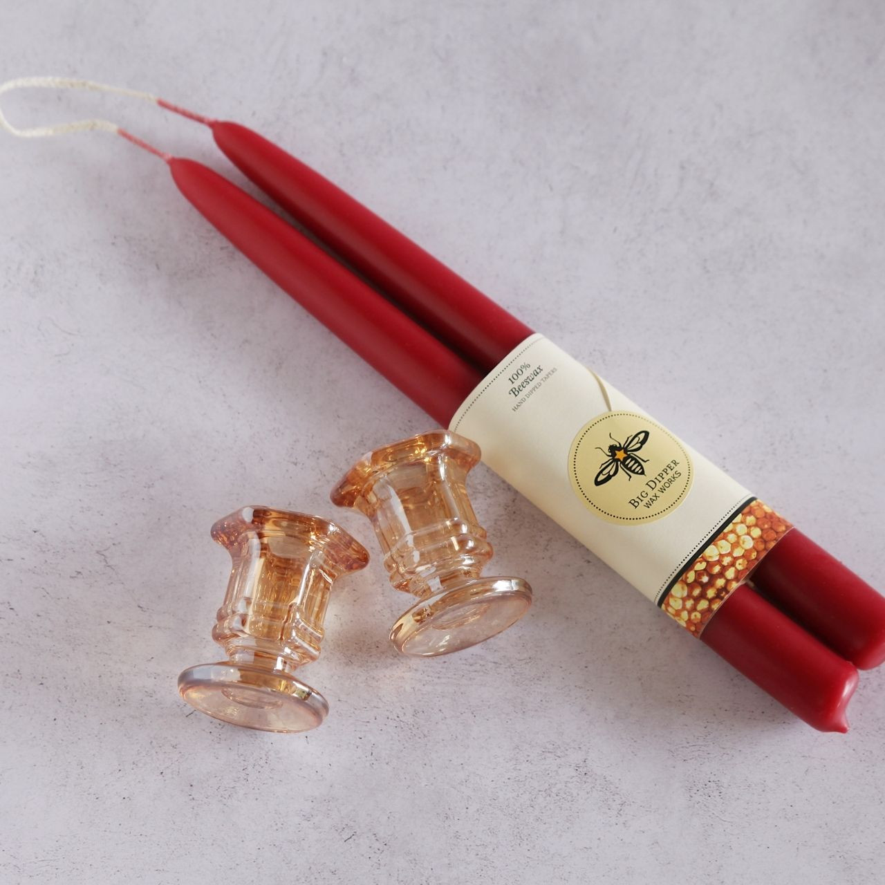 Grand Red Beeswax Taper Candles – 15" | Long Burn, Pure
