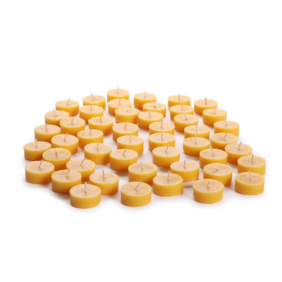 Pure Beeswax Tea Light Candles | Case of 48, No Cups