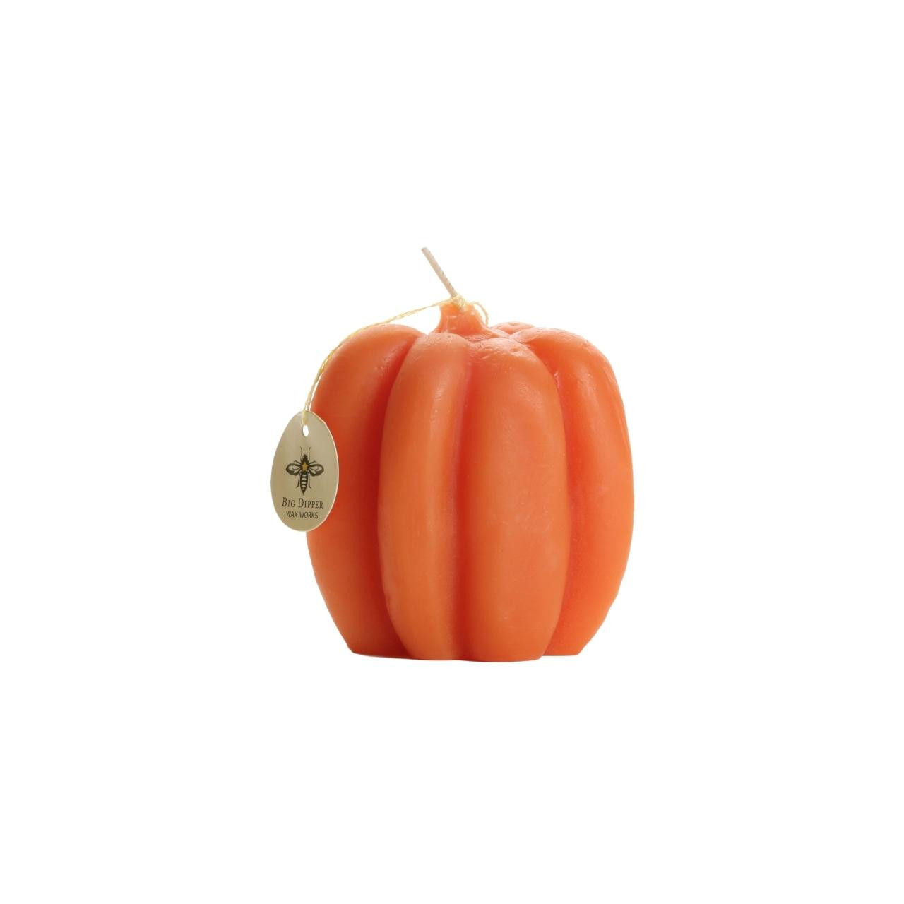 Beeswax Pumpkin Candle - Medium (Light Orange, 3" x 3.25")