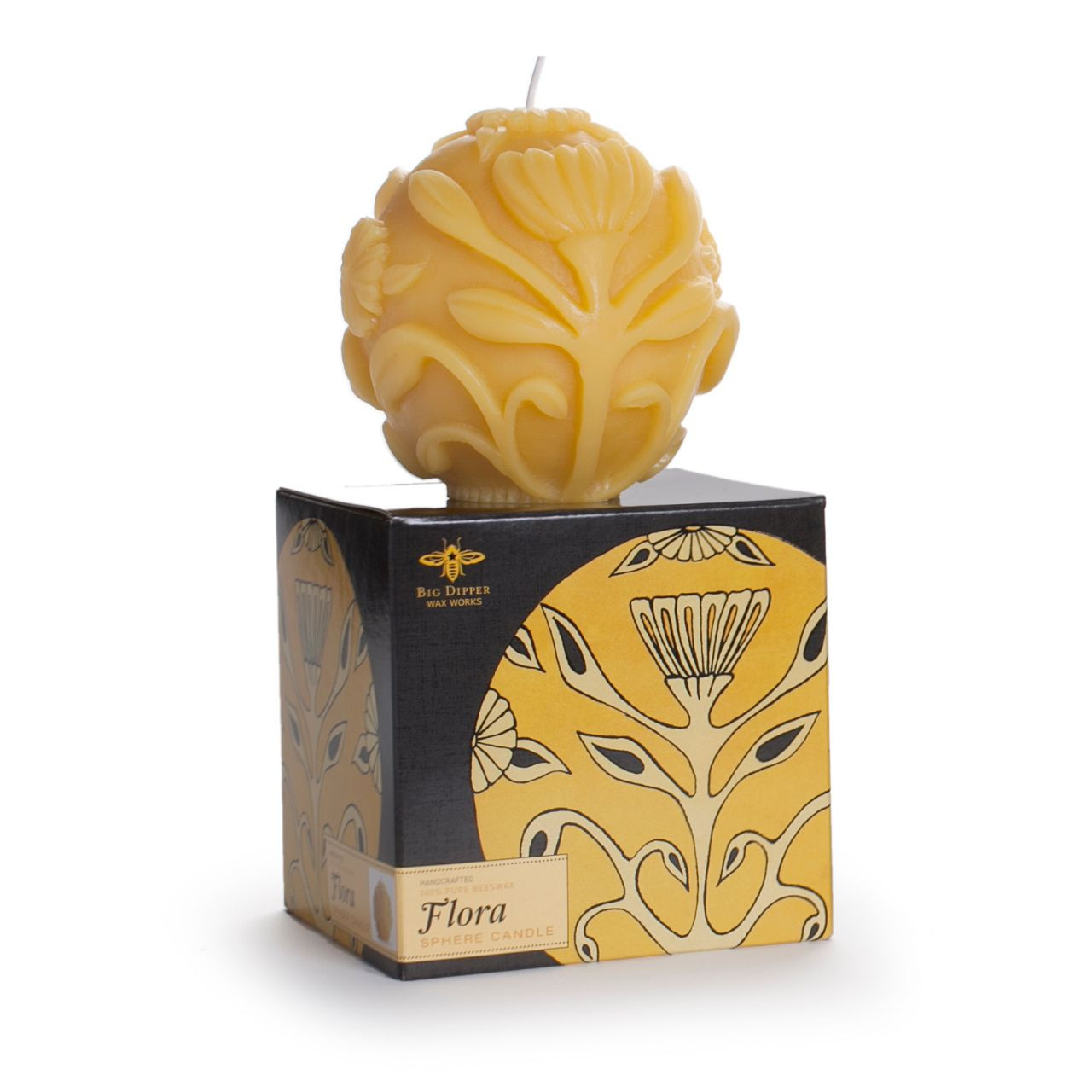 Pure Beeswax Sphere Candle Flora - Handcrafted & Elegant