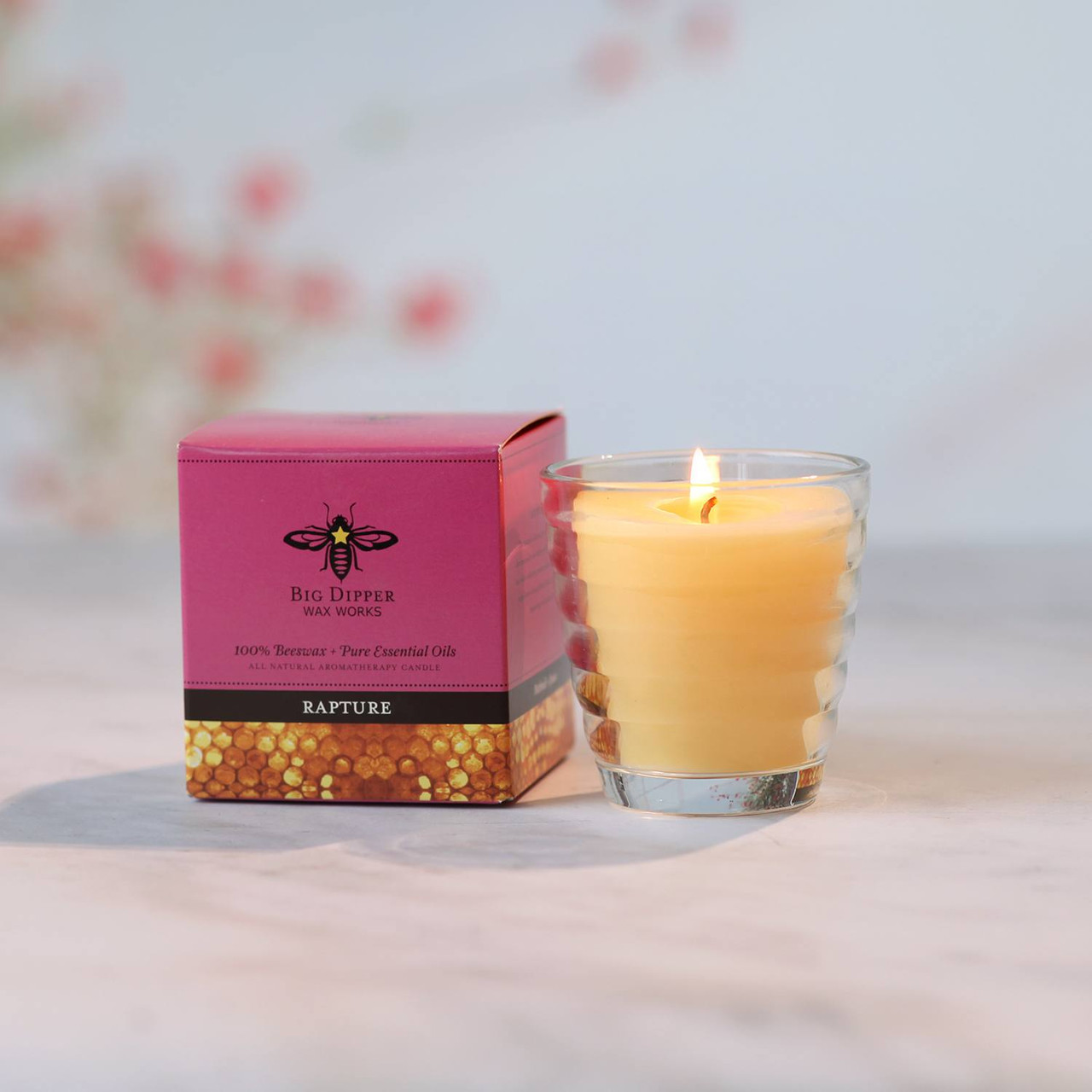 Beeswax Aromatherapy Beehive Glass Candle - Rapture (Patchouli & Cassia)