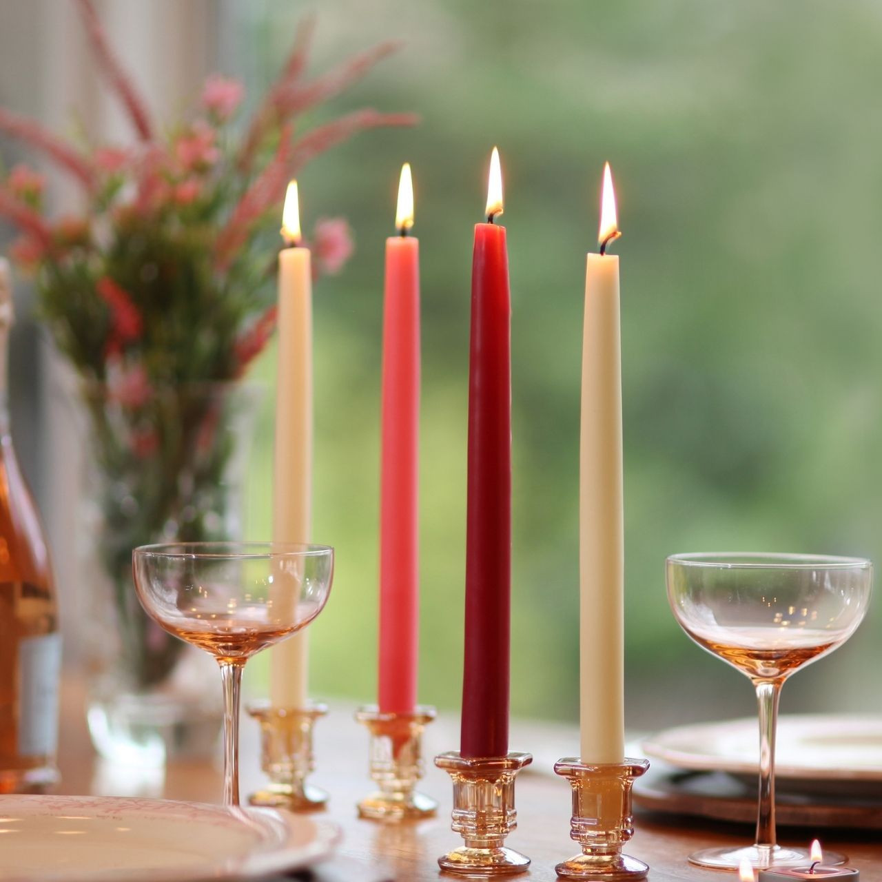 Grand Red Beeswax Taper Candles – 15" | Long Burn, Pure