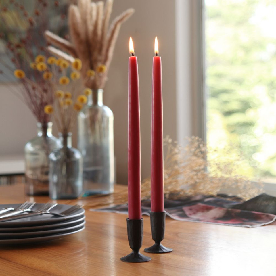 Grand Red Beeswax Taper Candles – 15" | Long Burn, Pure