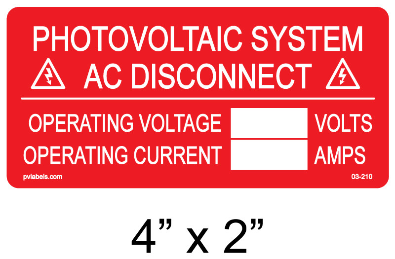 Solar Labels - AC Combiner Box | PV Labels