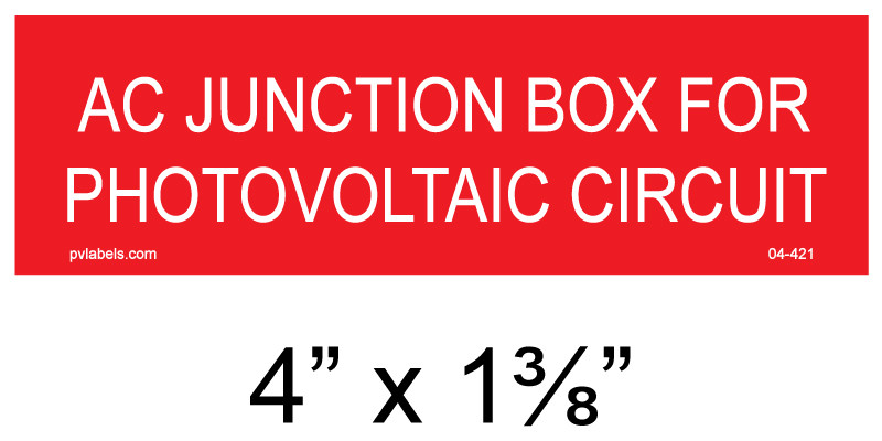 PLACEMENT - AC JUNCTION BOX - PV Labels