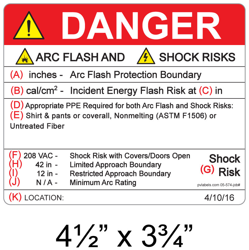 Arc Flash Hazard Labels