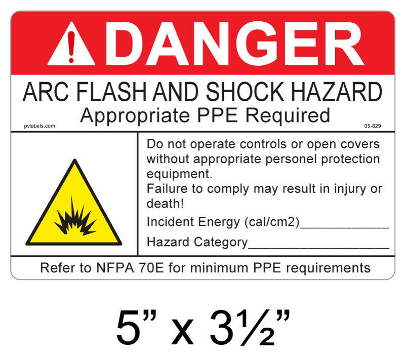 Arc Flash Hazard Labels for Electrical Panels & Equipment | PVLabels