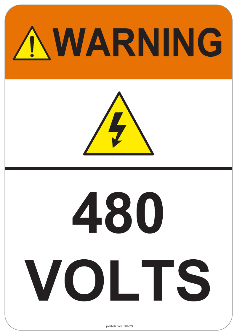 53-824 | SOLAR LABEL - WARNING - (VOLTAGE SYMBOL) | PV LABELS