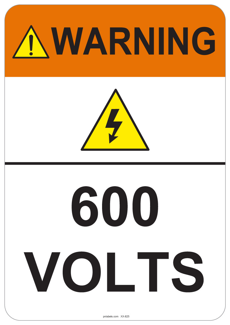 53-825 | SOLAR LABEL - WARNING - (VOLTAGE SYMBOL) | PV LABELS
