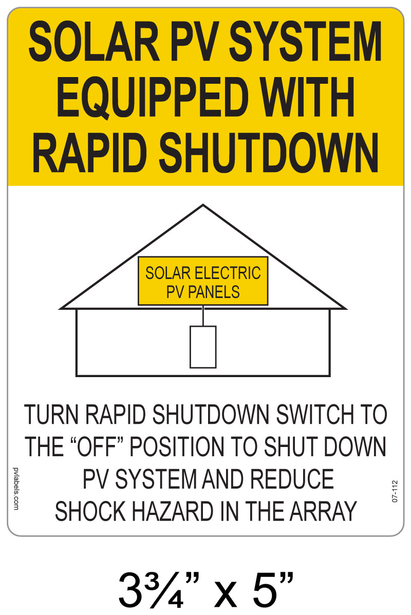 07-112 | SOLAR METAL SIGN - (YELLOW) SOLAR PV SYSTEM | PV LABELS