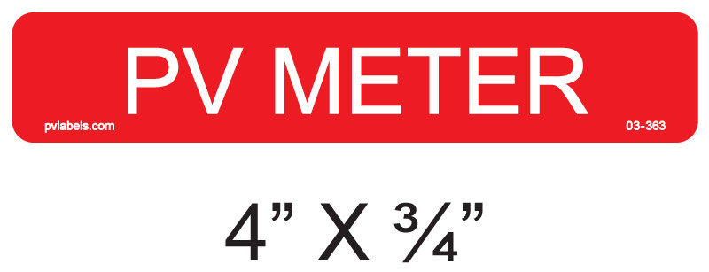 03-363 | SOLAR LABEL - PV METER | PV LABELS