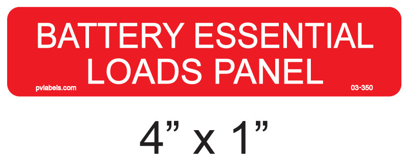 03-350 | SOLAR LABEL - BATTERY ESSENTIAL - LOADS | PV LABELS