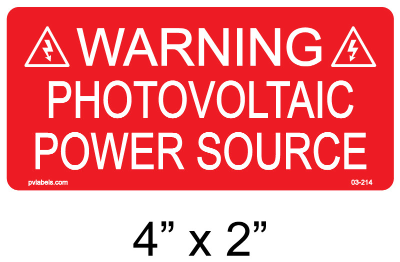 03-214 | SOLAR LABEL - WARNING - PHOTOVOLTAIC - | PV LABELS