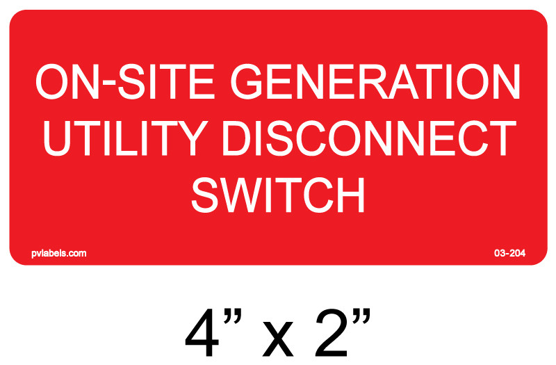 03-204 | SOLAR LABEL - WARNING - ON-SITE GENERATION | PV LABELS