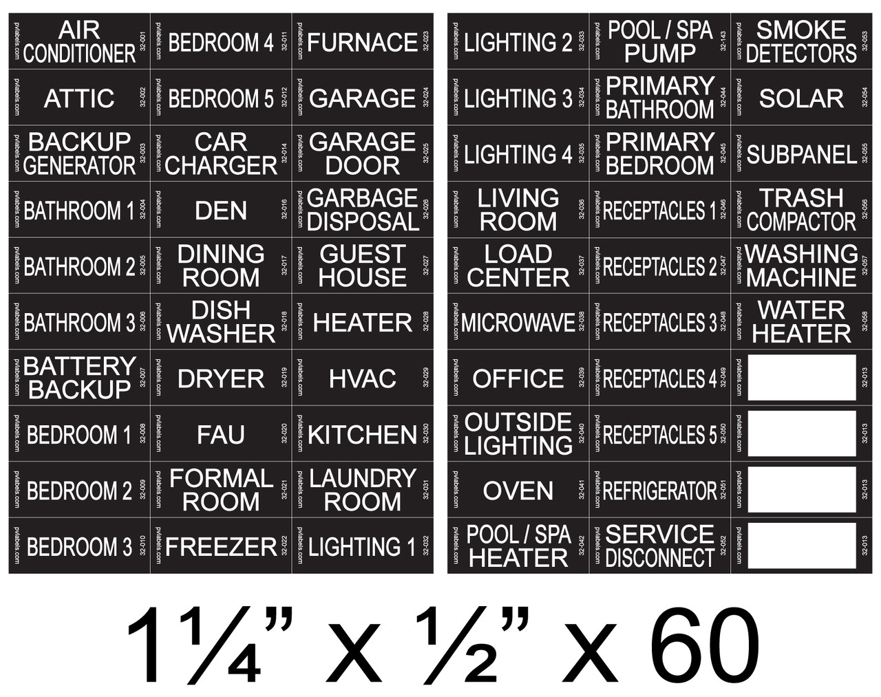 31-000 | BREAKER LABEL PACK | PV LABELS