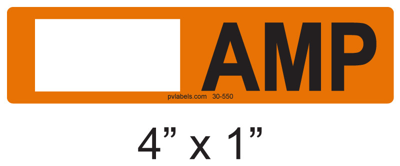 30-550 | SOLAR LABEL - Write in AMP label | PV LABELS