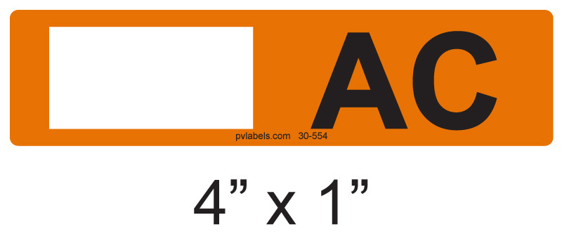 30-554 | SOLAR LABEL - Write in AC label | PV LABELS