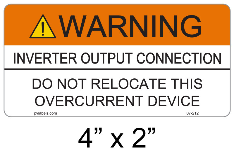 07-212 | SOLAR METAL SIGN - WARNING - INVERTER OUTPUT | PV LABELS