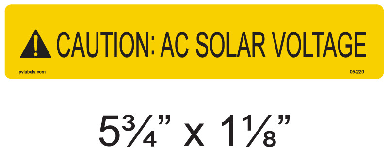 05-220 | SOLAR LABEL - CAUTION AC SOLAR VOLTAGE | PV LABELS